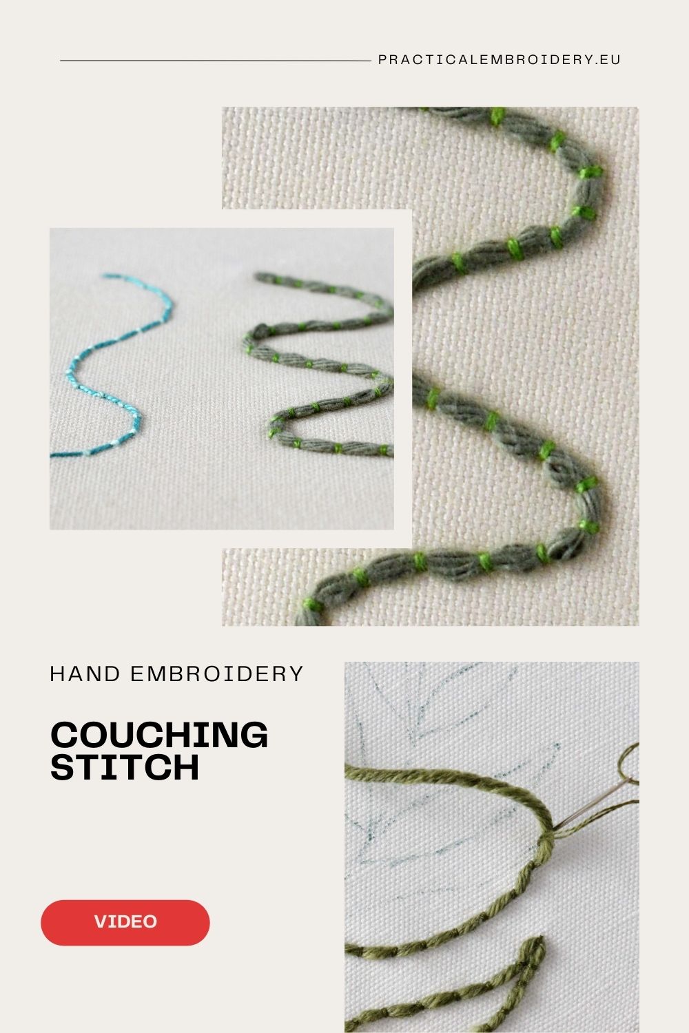 Couching Stitch Hand Embroidery Video Tutorial