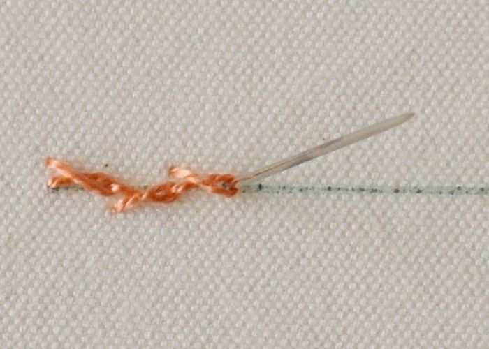 Alternating Twisted Chain stitch: hand embroidery stitches library