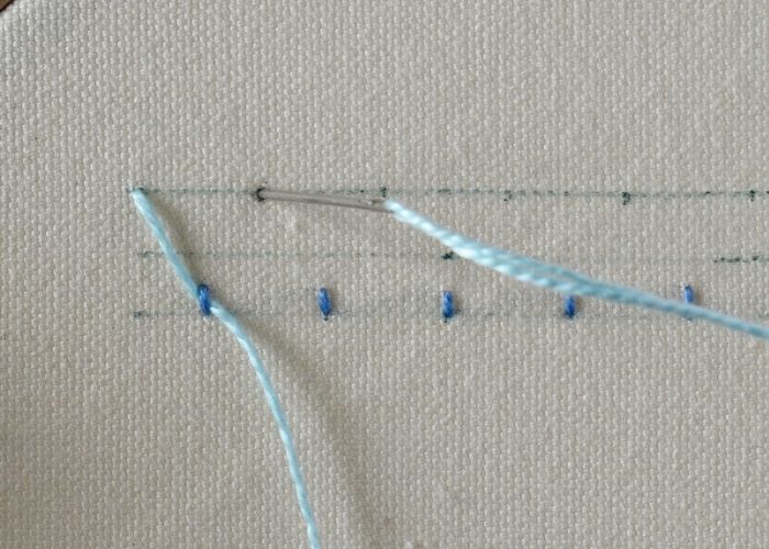 Bi-Colored Fly Stitch: Library of hand embroidery stitches