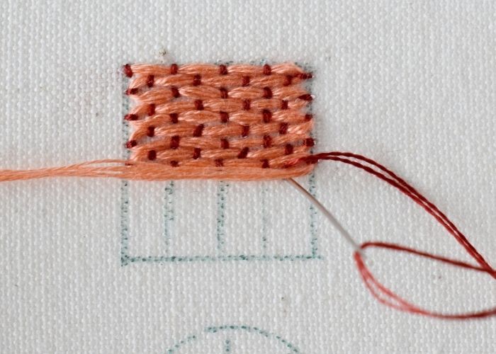 Couching Stitch Filling: Library of hand embroidery stitches